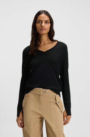 HUGO BOSS Strickpullover Fiaffella Premium Damenmode mit Ajour&eacute;-Detail hinten