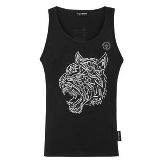 Plein Sport Homme, Tops, Noir, Taille: 2XL Tank Top Tiger