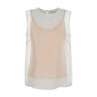 P.A.R.O.S.H. Rundhals-Bluse aus halbdurchscheinender Seide - - Blouses & Shirts - Damen - Wei&szlig; - M