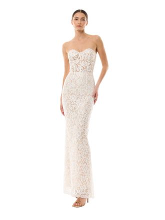 Monique Lhuillier Womens Dress Peony Lace White