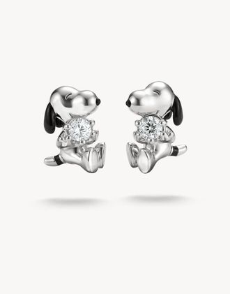 Thomas Sabo Peanuts boucles doreilles puces Snoopy en zirconia blanc argent, argent, blanc, noir, rouge-Argent&eacute;