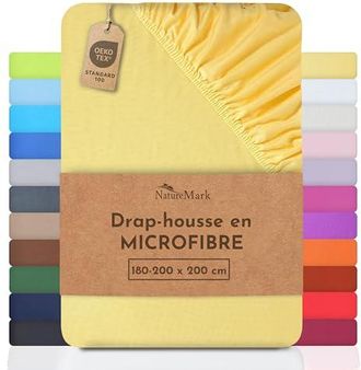 NatureMark Drap de lit en Microfibre à Prix réduit! Beaucoup de Tailles et de Couleurs Marchandise de Marque (Drap de lit 180x200-200x200 cm, Jaune)