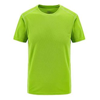 Generic Sweat-shirt respirant pour homme - T-shirt de course &agrave; manches courtes - T-shirt de sport avec col rond - S&eacute;chage rapide - Couleur unie - T-shirt dent