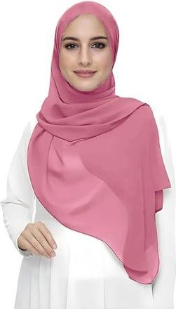 Lina & Lily Écharpe Hijab pour Femme Musulmane en Mousseline Rectangles, Tissu Léger et Fluide (Rose Saumon)