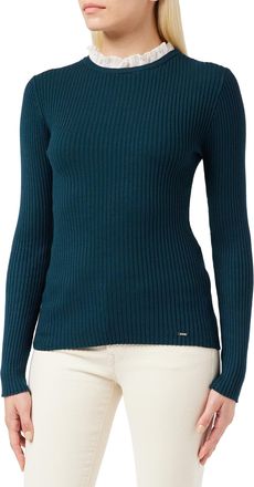 Morgan Langarmpullover mit gerafftem Kragen Flaschengrün XS
