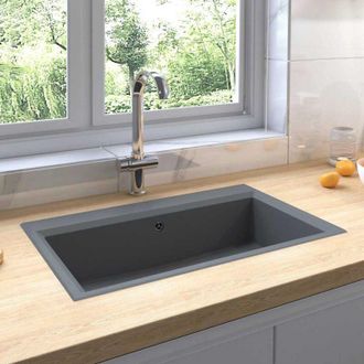 vidaXL K&uuml;chensp&uuml;le Grau 790x500x193 mm Granit Vidaxl 211053