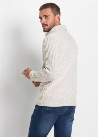 Bonprix Strickpullover mit Schalkragen und Knopfverschluss, Langarm