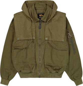 Alpha Industries Cwu-45/P D-Tec Hood - Homme - Vestes - Vert - Taille: L