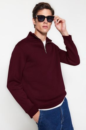 Trendyol MAN Herren Bordeaux Animal-Print Lang Regular Fit Sweatshirts