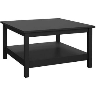 Dmora Wohnzimmertisch Leonie, Niedriger Wohnzimmertisch, Kaffeeregal, Couchtisch f&uuml;r Sofa, 81x81 h45 cm, Schwarz - Dmora