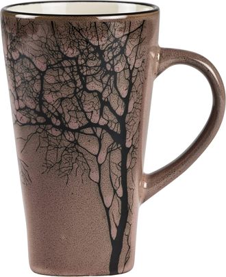 Villa Collection Hela Tasse Gro&szlig; 500ml, Jumbotasse, Teetasse, Kaffeetasse Gro&szlig; mit Sch&ouml;nem Baum-Muster, Durchm. 9 cm, H&ouml;he 15 cm, 0,5 Liter, aus Keramik/Steingut, Dunk