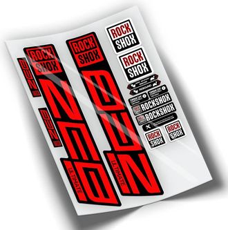 Generico Ref: VP446 Aufkleber, kompatibel mit Rock-Shox ZEB ULTIMATE 2021, 2025 MTB, Sticker, Aufkleber, Aufkleber f&uuml;r Mountainbikes, fluoreszierendes Rot