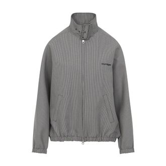 Courr&egrave;ges Femme, Vestes, Multicolore, Taille: 40 FR Blouson Bomber &agrave; Carreaux Pied-de-Poule avec Boucle