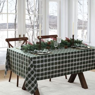 Elrene Home Fashions Sherwood Tree Dobby Tischdecke f&uuml;r Weihnachten/Feiertage, Baumwolle, rechteckig, 152,4 x 304,8 cm, Gr&uuml;n