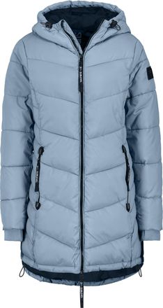 Sublevel Damen Winterjacke Stepp-Mantel mit Kapuze lang & tailliert, Outdoorjacke f&uuml;r Damen middle-blue XXL