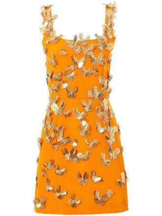 Carolina Herrera robe &agrave; d&eacute;tails de papillons - Orange
