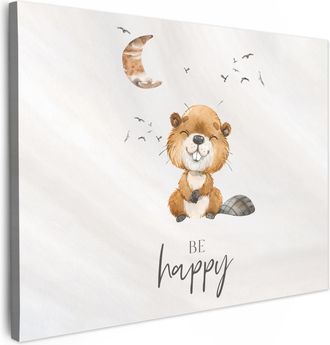 MuchoWow © Bild auf Leinwand 70x50 cm Schlafzimmer Bilder Badezimmer Wand Deko Wohnzimmer Modern Wanddeko Bilderwand Geschenk Kinderzimmer - Sprüche - Be Happy