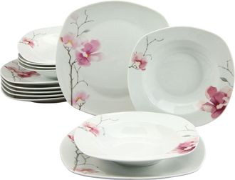 CREATABLE CreaTable, 20194, Serie Amelie AIKO, 12-teiliges Geschirrset f&uuml;r 6 Personen, Tafelservice aus Porzellan, sp&uuml;lmaschinen-und mikrowellengeeignet, Qualit