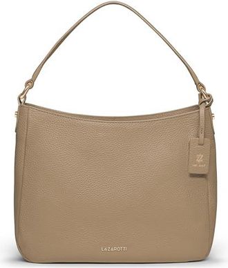 Lazarotti Bologna Sac &agrave; bandouli&egrave;re pour femme en cuir v&eacute;ritable | Sac &agrave; main avec bandouli&egrave;re amovible et r&eacute;glable en longueur | Sac &agrave; main 27 cm, sable, Taill