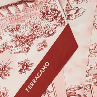 Ferragamo Womens Silk Bandeau Voyage Print Pink Scarf Scarfs