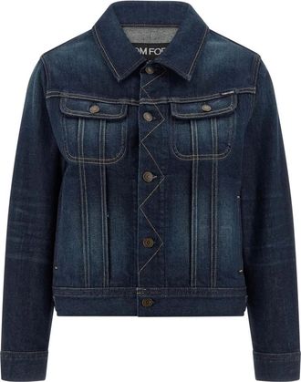 Tom Ford Homme, Vestes, Bleu, Taille: S Japanese Stonewashed Denim Jacket