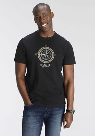 DELMAO T-Shirt DELMAO, Herren, Gr. XXL (60/62), schwarz, Single Jersey, Obermaterial: 100% Baumwolle, bedruckt, normal, Rundhals, Shirts T-Shirt, Kurzarm, be