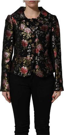 Dolce & Gabbana Femme, Vestes, Multicolore, Taille: 44 FR Floral Brocade Blazer Jacket