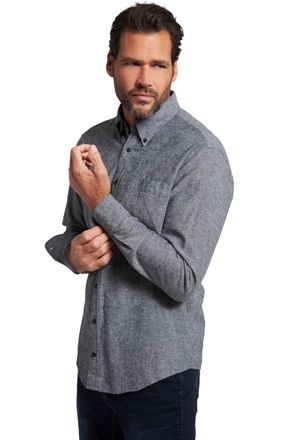 JP1880 Herren große Größen Menswear L-8XL JP1880 Hemd, Langarm, Leinenmix, Buttondown-Kragen, Modern Fit, bis 8 XL Blue Denim 3XL 782629902-3XL