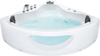 Beliani Whirlwanne Eckmodell mit LED TOCOA 190 x 138 cm Wei&szlig;
