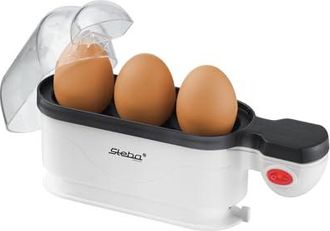Steba Eierkocher, Kochschale antihaftbeschichtet, für max. 3 Eier, Eiertray mit Tragegriff, Messbecher mit Eierpick, 350 Watt, EK 4