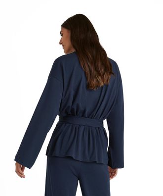 Falke Damen Strickjacke Loungewear Kimono W L/s Cr Modal Baumwolle bequem komfortabel l&auml;ssig langarm weich 1 St&uuml;ck, Blau Space Blue 6116, M