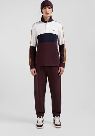 Eden Park Maillot Manches Longues En Coton Bordeaux Broderie Dos Et Passepoil Coupe Regular