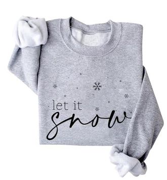 Generic Let It Snow Sweat-shirt amusant de Noël bonhomme de neige pour femme et homme, gris, XXL