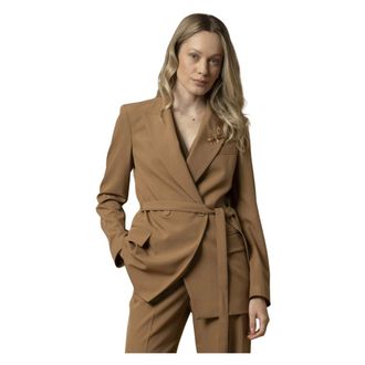Kocca Femme, Vestes, Brun, Taille: 36 FR Veste Longue &Eacute;l&eacute;gante &agrave; Ceinture
