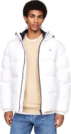 Tommy Jeans Herren Pufferjacke Essential Down Jacket Warm, Weiß (White), XXL