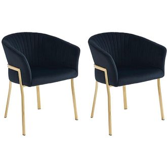 Vente-Unique Pascal Morabito - Lot de 2 chaises avec accoudoirs en velours et m&eacute;tal dor&eacute; - Noir - zaova de
