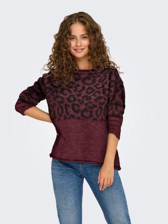 Only Rundhalspullover ONLJADE ANIMAL LS O-NECK NOOS KNT Kunstfaser, regular fit