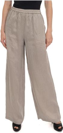 Emporio Armani Femme, Pantalons, Gris, Taille: 44 FR Pantalon &agrave; Taille &Eacute;lastiqu&eacute;e en Lyocell D&eacute;lav&eacute;