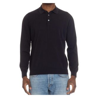Drumohr Blauer Gestrickter Baumwollpolo Slim Fit - - Tops - Herren - Blau - 3XL