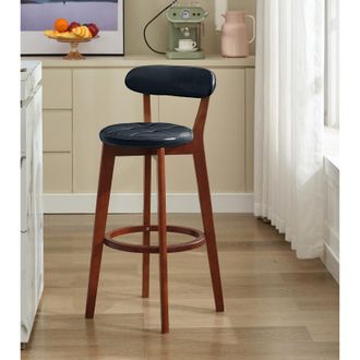 Generic 28 Thekenhöhe Barhocker 2er-Set Massivholzrahmen Kunstleder Rückenlehne Stuhl Natur(Walnut H)