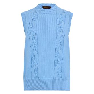 Moorer &Auml;rmellose Weste mit Zopfmuster - - Knitwear - Damen - Blau - XS