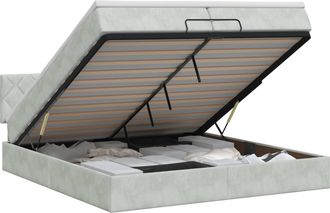 vidaXL Letto Ottomano Con Materasso Grigio Chiaro 200 X 200 Cm Velluto Vidaxl