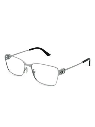 Balenciaga logo-detail rectangle-frame glasses - Gris