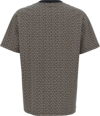 Balmain Monogram-Jacquard Cotton T-Shirt - Black
