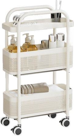 Generic Rollwagen 3 Ebenen Schublade Metall Kohlenstoffstahl Rostbeständiges Platzsparend 360° drehbare Abschließbare Räder Multifunktionaler Allzweck-Aufbewa