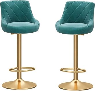 Generic Hochwertiges, ergonomisches Barhocker-Set (2 St&uuml;ck), mechanisch verstellbar, Stoffbezug, verchromtes Gestell, 65-80 cm