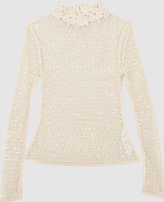 Frame Denim Top The Mesh Glimmer Cream