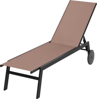 Giantex Sonnenliege mit Rollen, wetterfeste Gartenliege mit 6-Fach Verstellbarer R&uuml;ckenlehne, Outdoor Liegestuhl f&uuml;r Garten und Poolbereich, bis 150 KG (Braun