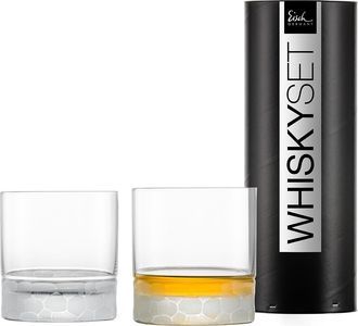Eisch Kristall Whisky Gläser HAMILTON - Set aus 2 hand geschliffenen 400 ml Bechern mit dickem, gewichtetem Boden - Perfekt für Bourbon, Cognac, Scotch, Iri