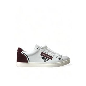 Dolce & Gabbana Wei&szlig;e Ledersneaker mit Bordeaux-Akzenten - - Shoes - Herren - Wei&szlig; - 44 1/2 EU